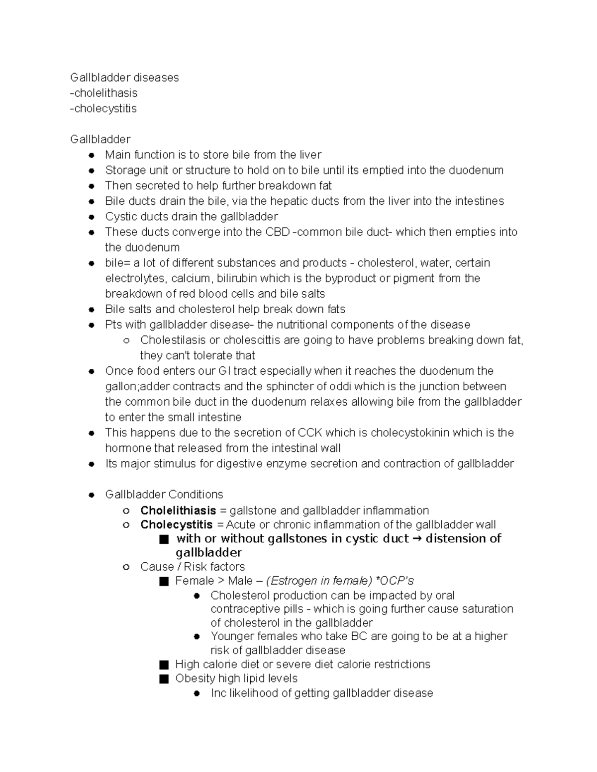 Gallbladder diseases - Medsurg 1 notes McWeeney - Gallbladder diseases ...