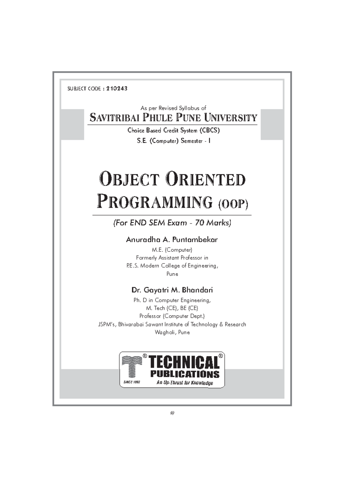 OOP163 - oop endsem 2019 pattern decode - (i) PUBLICATIONS TECHNICAL An Up-Thrust for Knowledge ...