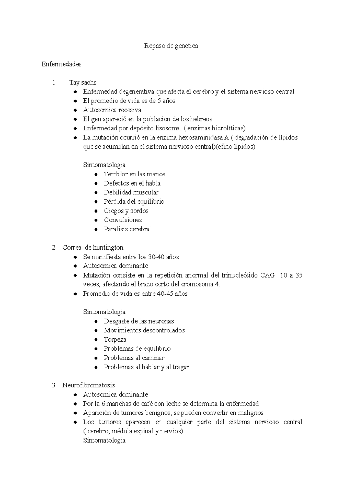 Repaso de genetica - enfermedades hereditarias - Repaso de genetica ...