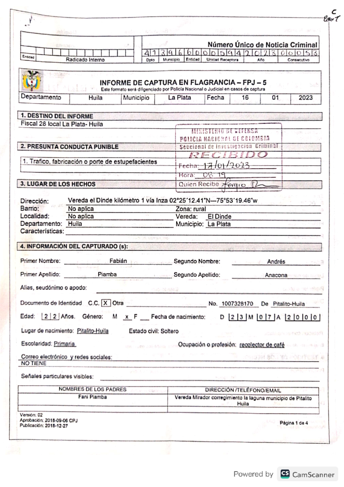 16-01-2023 Paquete escaneado de la captura con PIPH Y Experticio ...