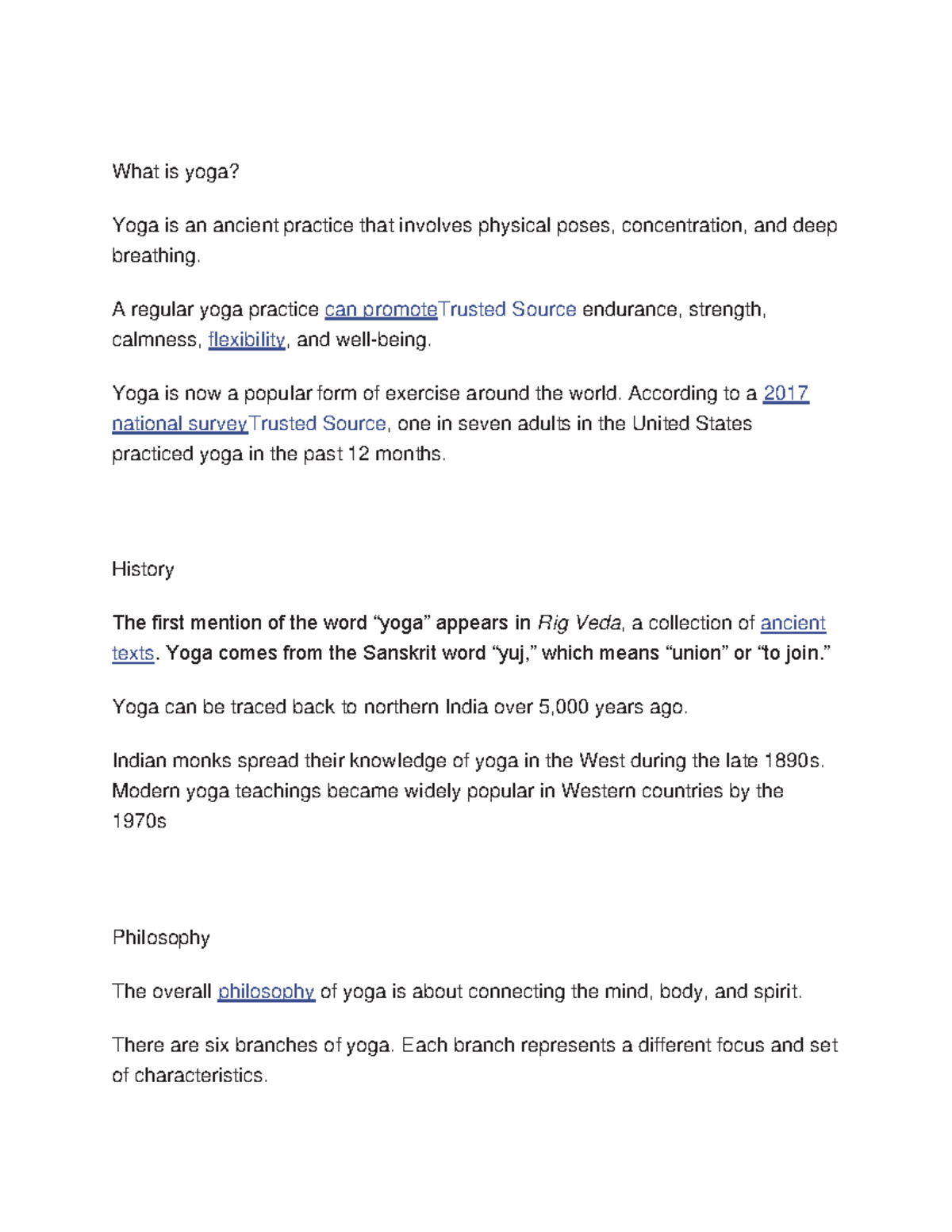 Yoga Philosophy notes 3 - What is yoga? Yoga is an ancient practice ...