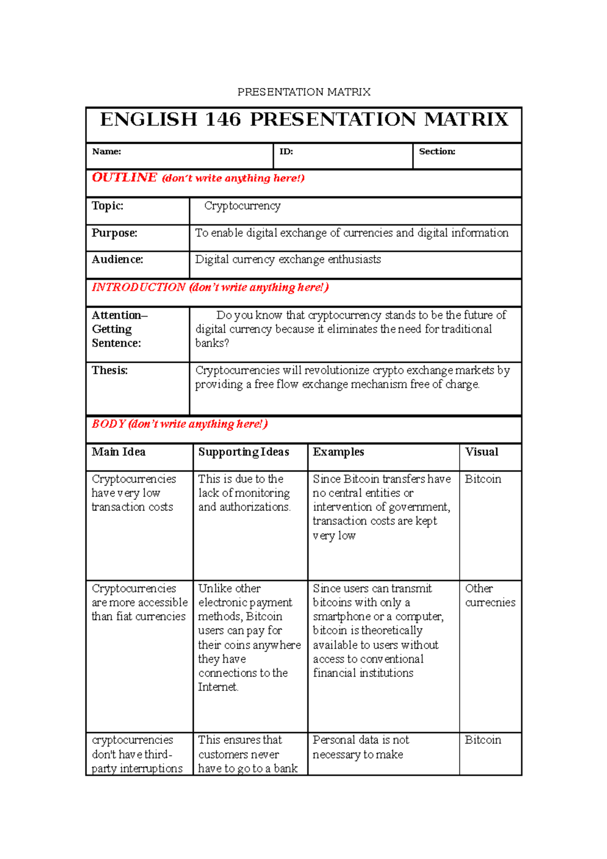 +General Presentation Matrix - PRESENTATION MATRIX ENGLISH 146 ...