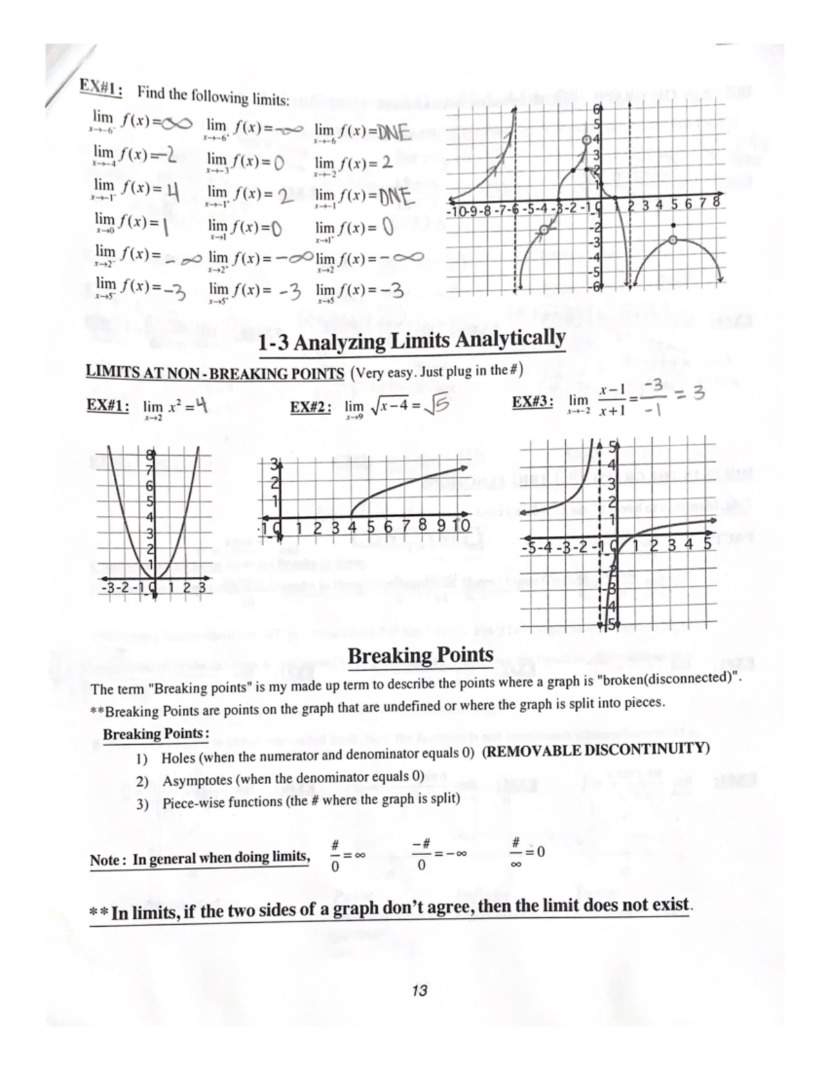 1-3 Analyzing Limits Analytically - Studocu