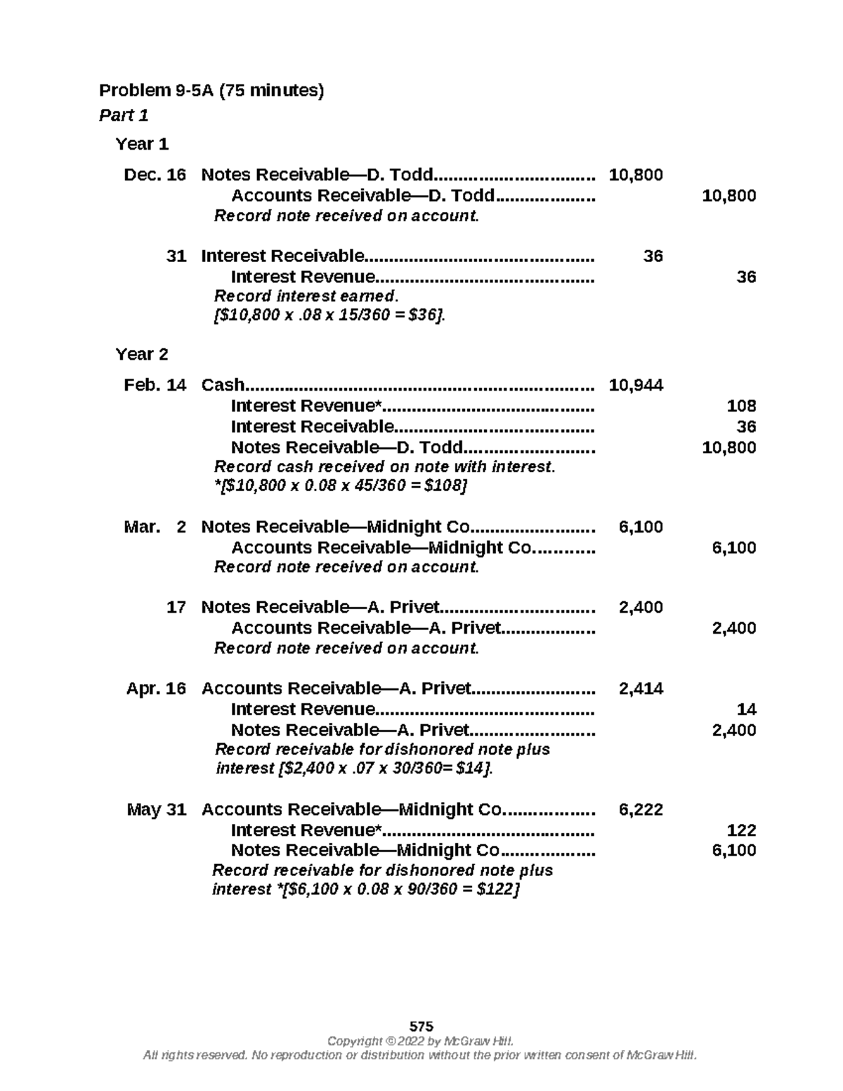 P9 5A - Answer keys - FAP 3e, Asia Global Ed. Solutions Manual: Chapter 9 Problem 9-5A (75 ...
