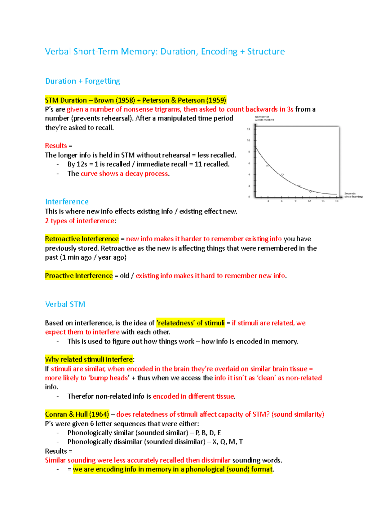 Verbal STM - duration, encoding, structure - Verbal Short-Term Memory ...