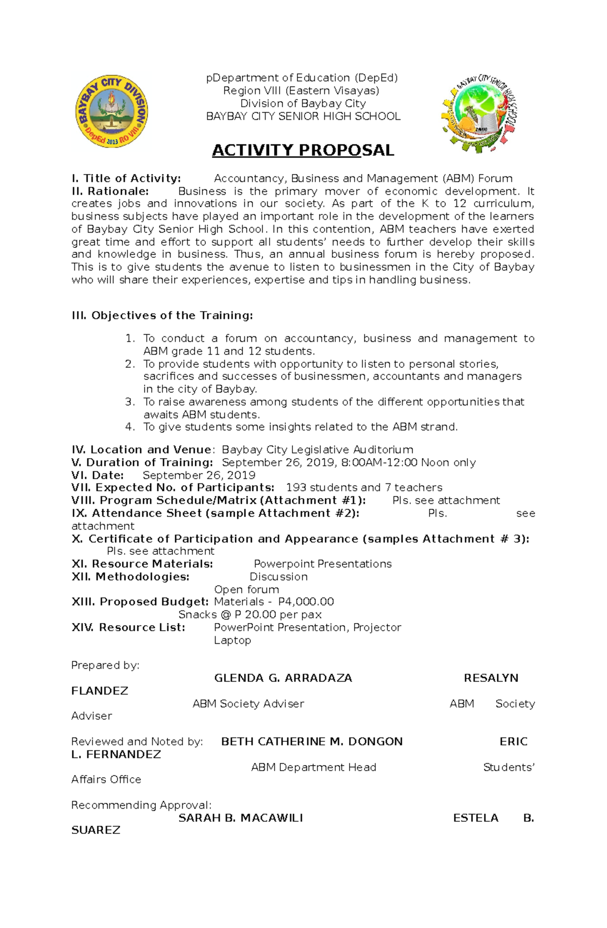 Activity proposal - Mr. Kristian De jesus - pDepartment of Education ...