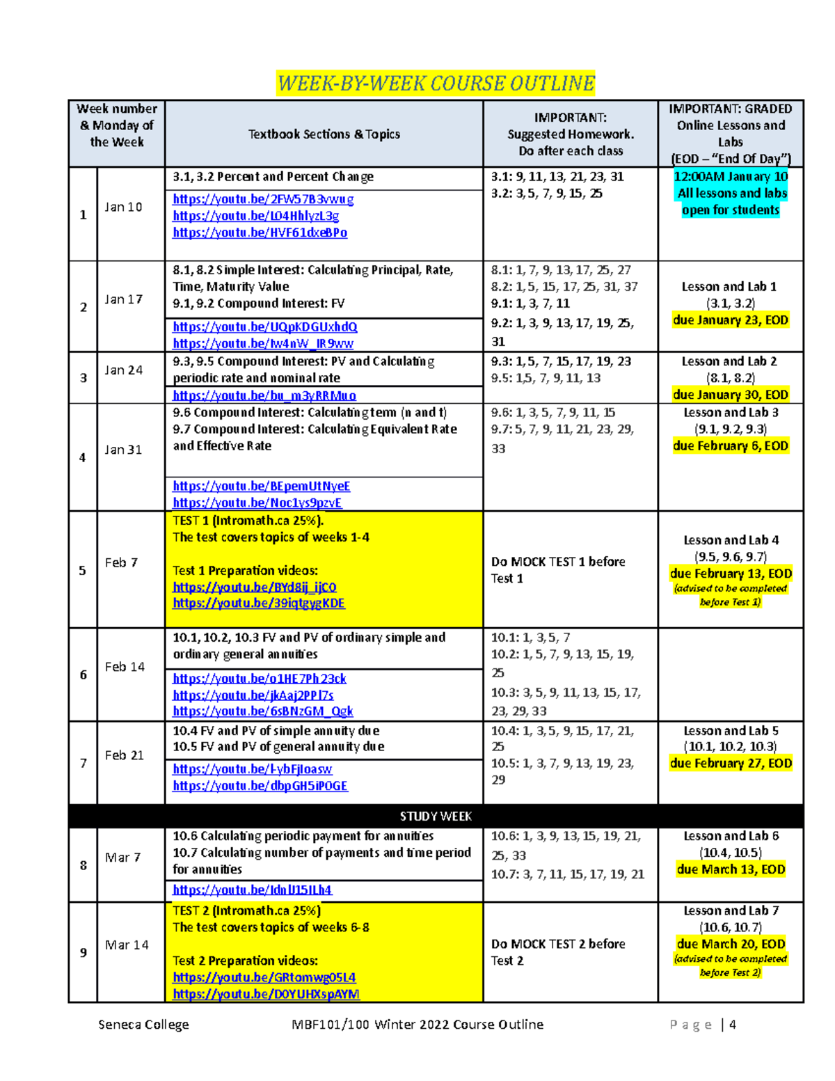 11 KEEP THIS Handy AT ALL Times Your MBF101 Winter 2022 - WEEK-BY-WEEK ...