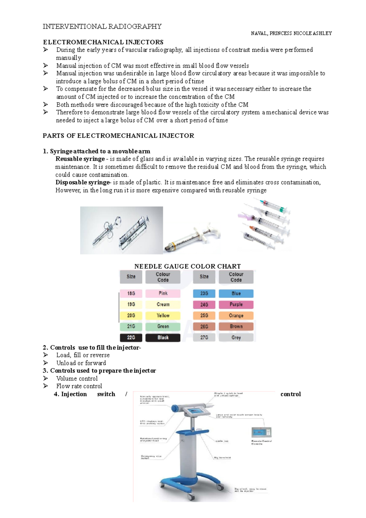 IR Electromechanical Injectors - INTERVENTIONAL RADIOGRAPHY NAVAL ...