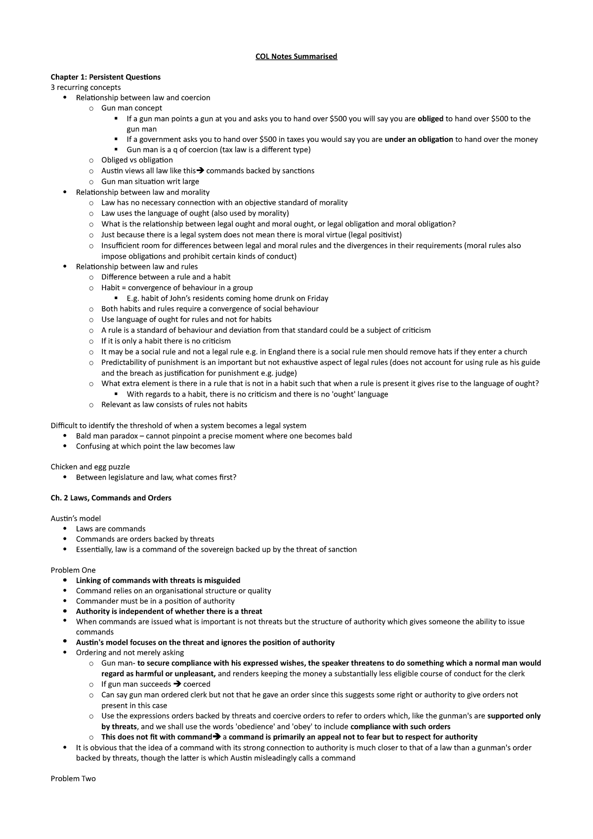 COL Hart sumarised notes - COL Notes Summarised Chapter 1: Persistent ...