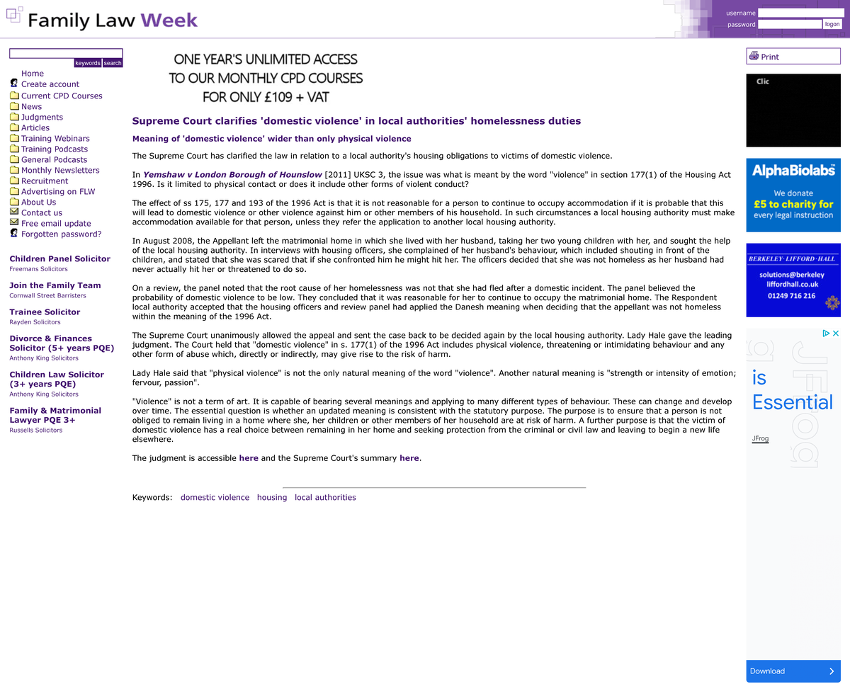 Family Law Week: Supreme Court clarifies 'domestic violence' in local ...