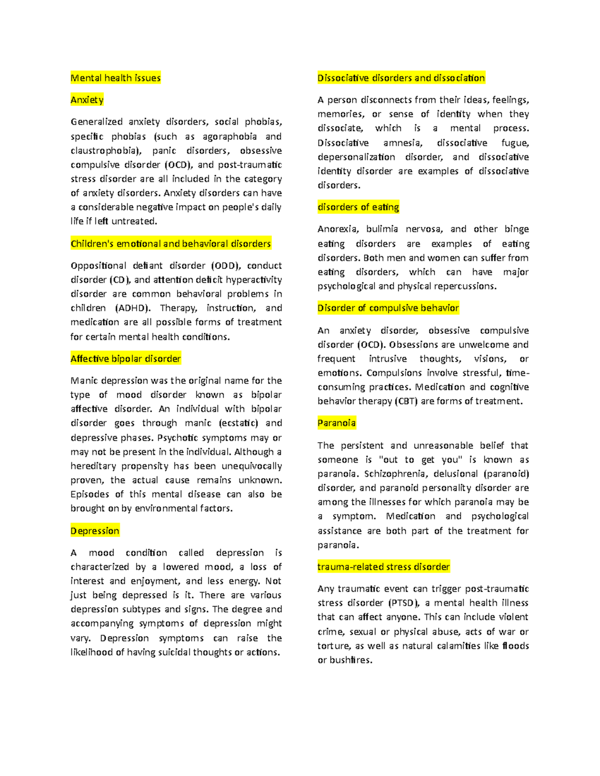 Mental health issues - Mental health issues Anxiety Generalized anxiety ...