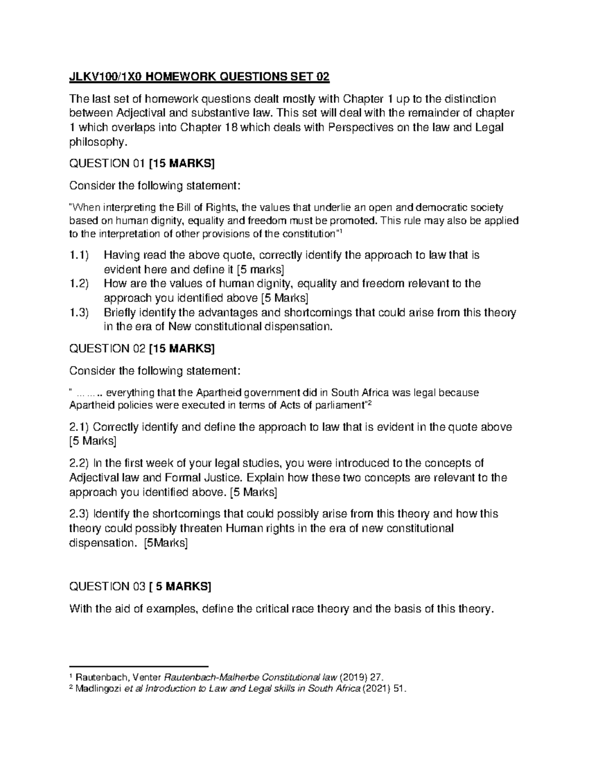 JLKV100 Homework Questions SET 02 - JLKV100/1X0 HOMEWORK QUESTIONS SET ...