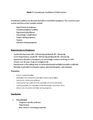 8 Midwifery - Lecture notes 8 - Week 8: Midwifery - Registered midwives ...