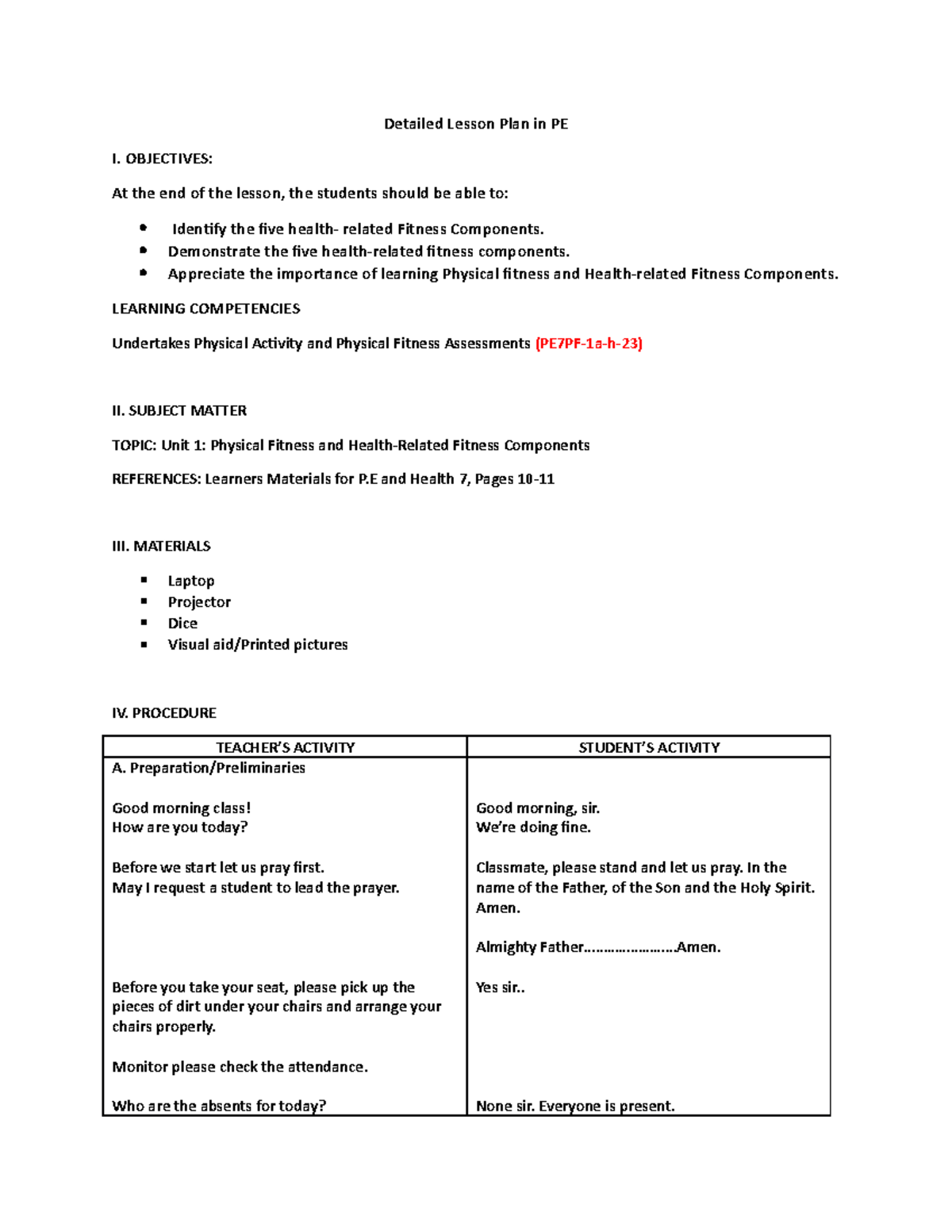 Health-DLP Salomon - ITS ALL ABOUT PE AND HEALTH - Detailed Lesson Plan ...