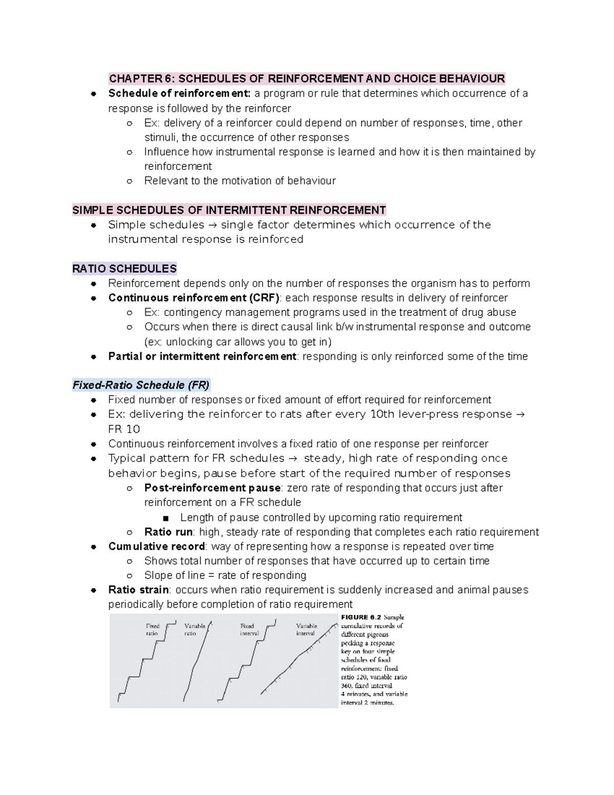 PSYC 2330 - Chapter 6 - CHAPTER 6: SCHEDULES OF REINFORCEMENT AND CHOICE BEHAVIOUR Schedule of ...