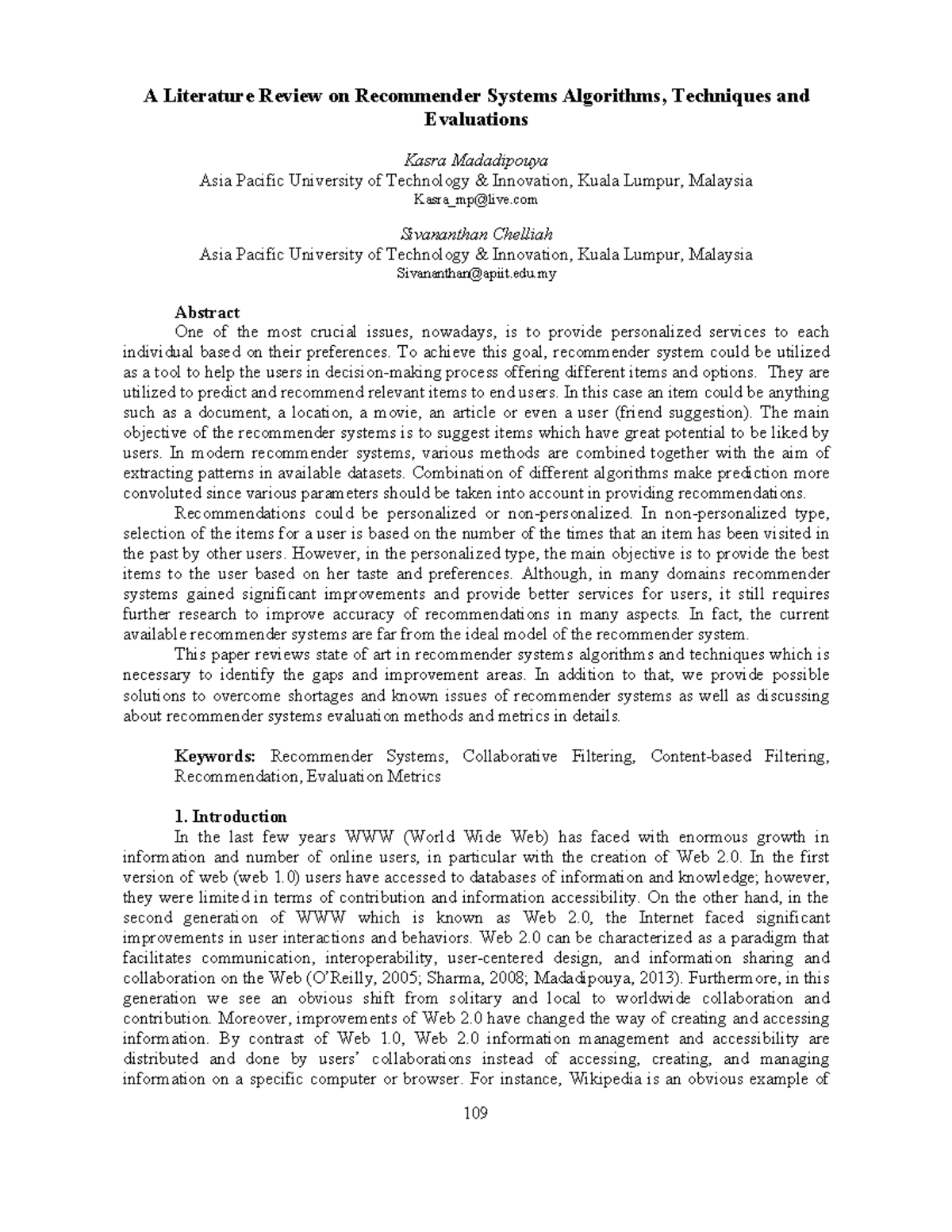 693 2519 1 PB - sdjsdjsjdsjdosjosd - A Literature Review on Recommender Systems Algorithms ...