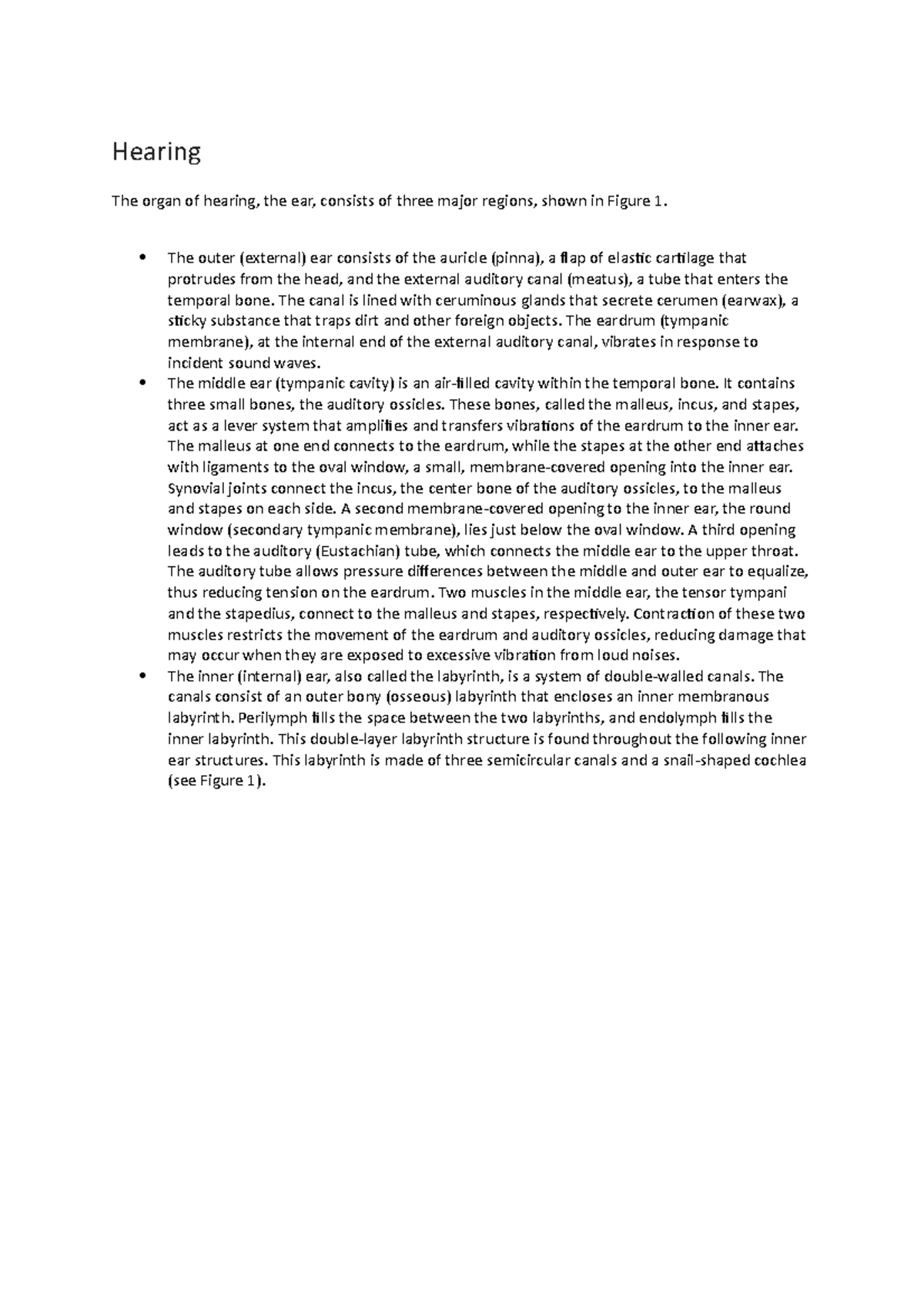 Hearing - lecture notes - Hearing The organ of hearing, the ear ...