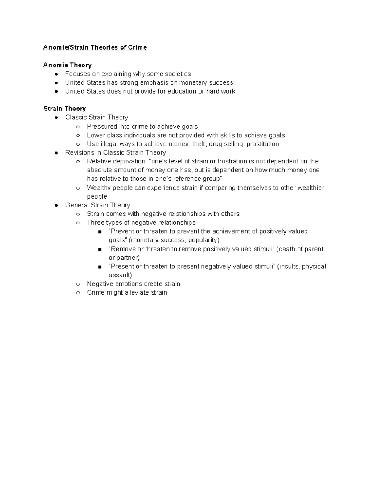 Anomie Strain Theories of Crime - Anomie/Strain Theories of Crime ...