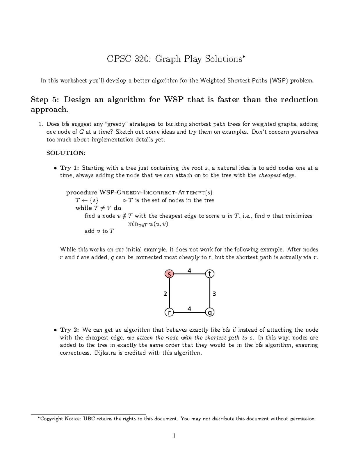 Worksheet 3c graphs solution - CPSC 320: Graph Play Solutions ∗ In this worksheet you’ll develop ...