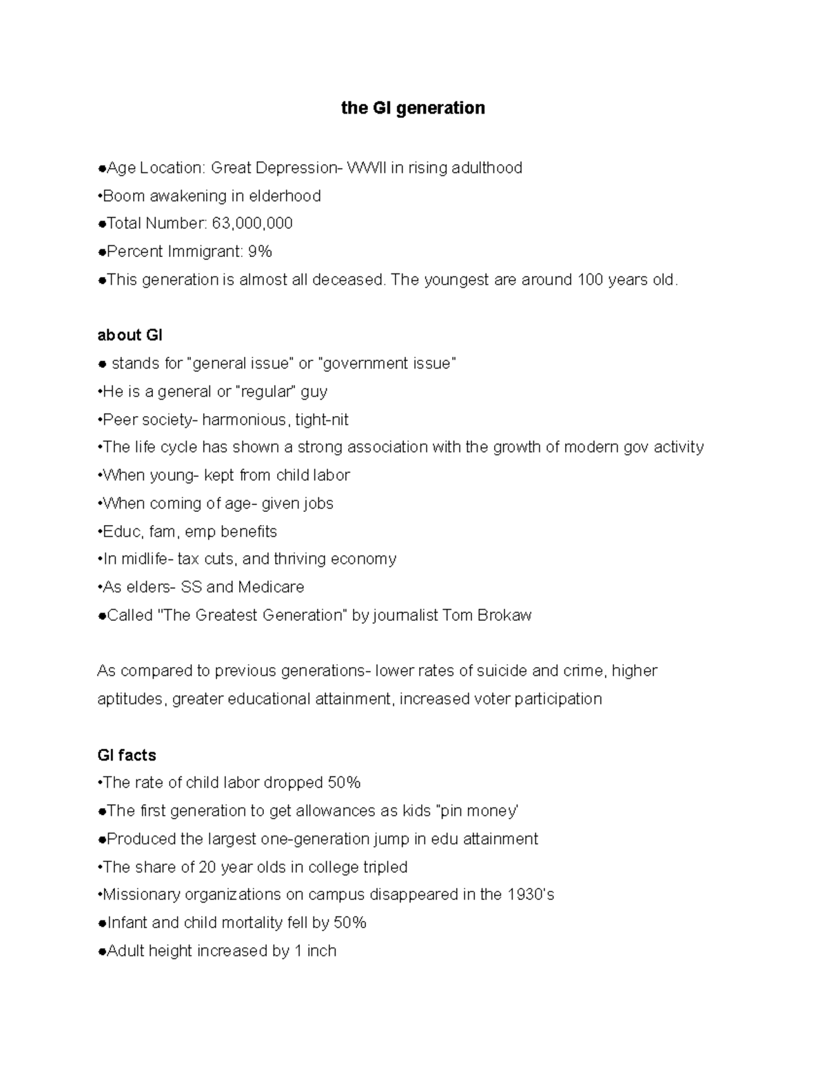 The GI generation - professor Miltiades - the GI generation Age ...