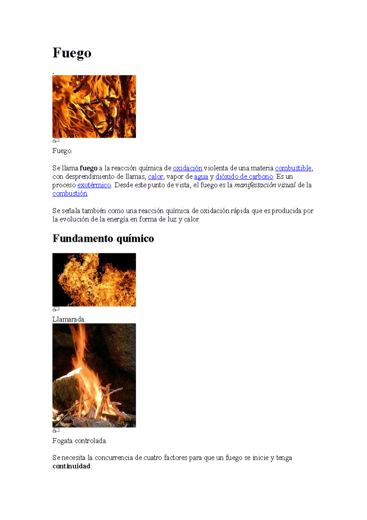 Mat 1. Fuego. Material Completo - Fuego . Fuego. Se llama fuego a la ...