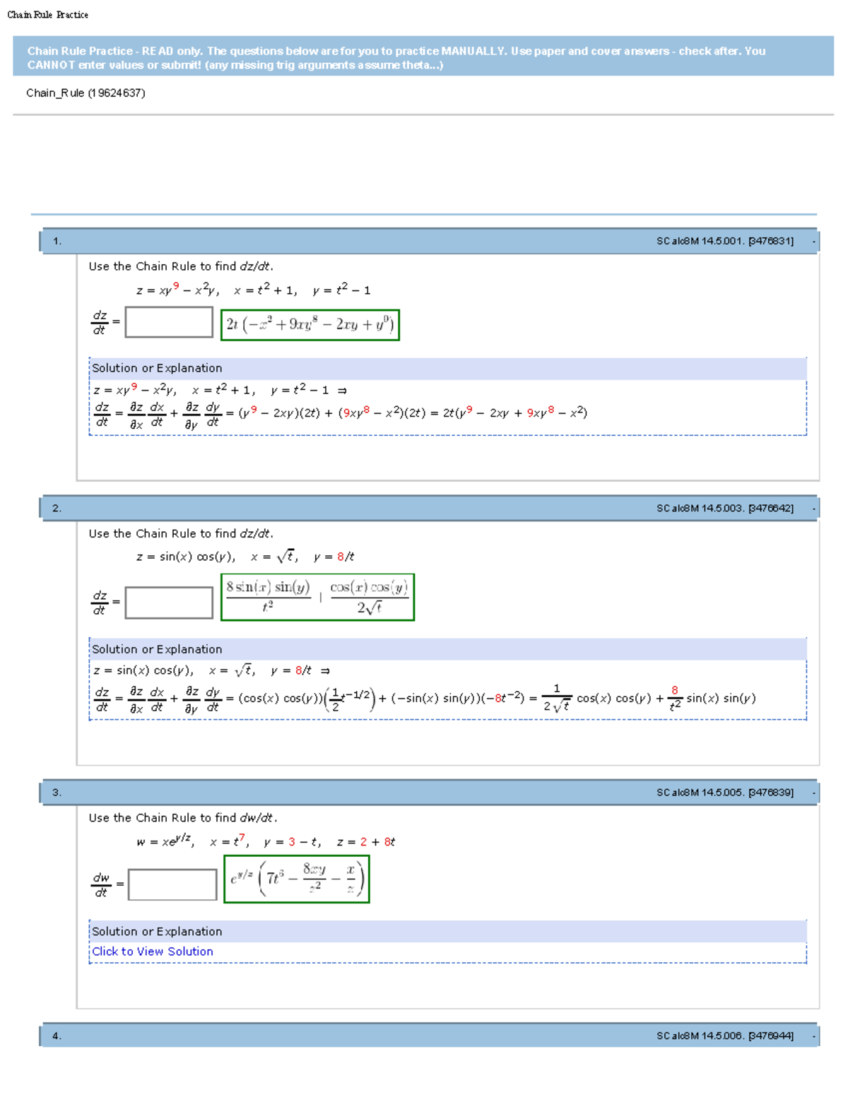 Chain Rule Study practice - 033230 - Studocu