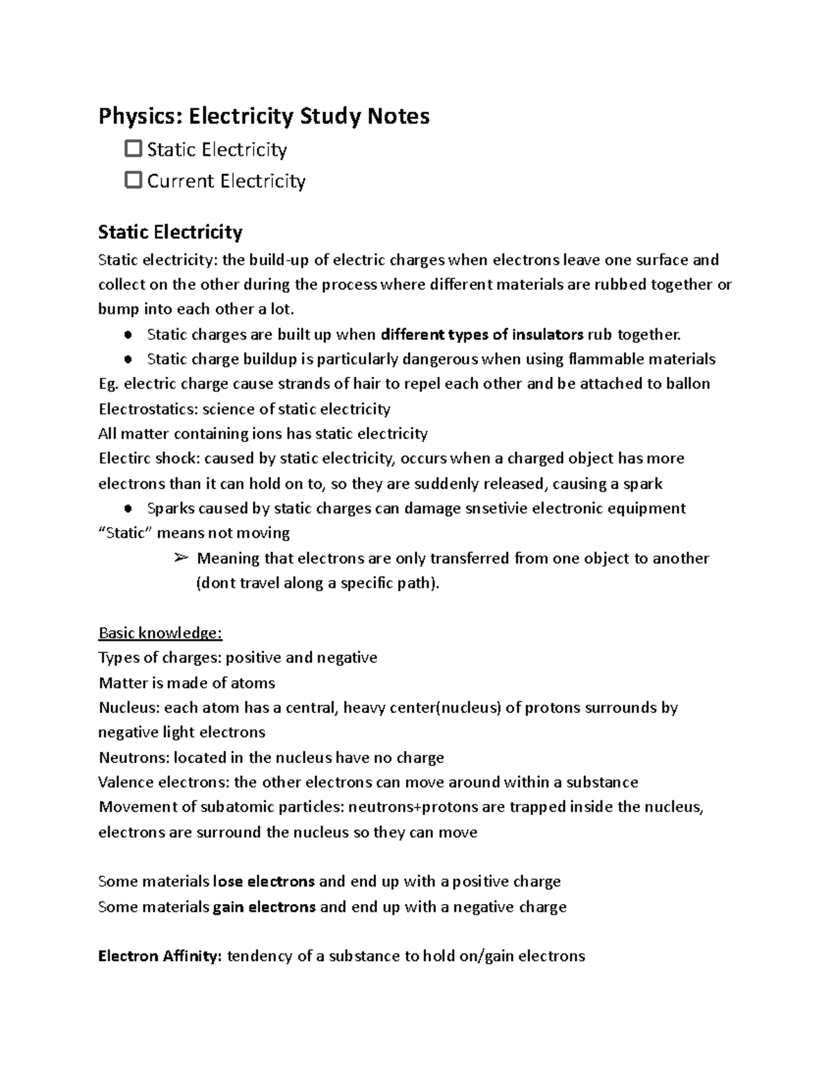 Physics Electricity Study Notes - Physics: Electricity Study Notes ...