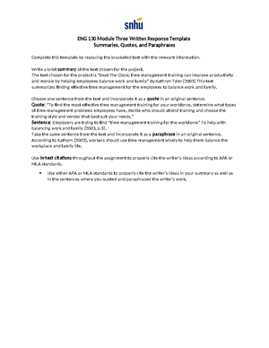 ENG 190 Module One Assignment new semester - ENG 190 Module One ...