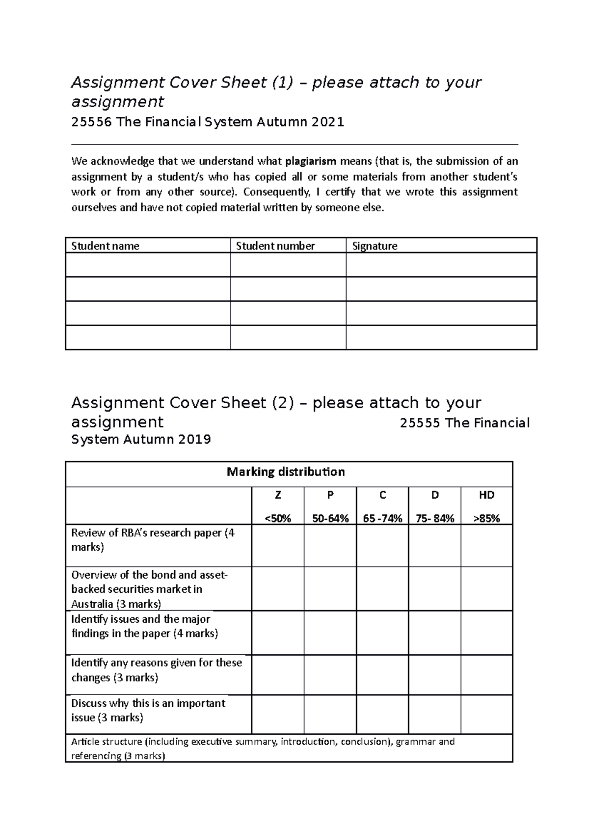 TFS Assignment Cover Sheet - Assignment Cover Sheet (1) – please attach ...