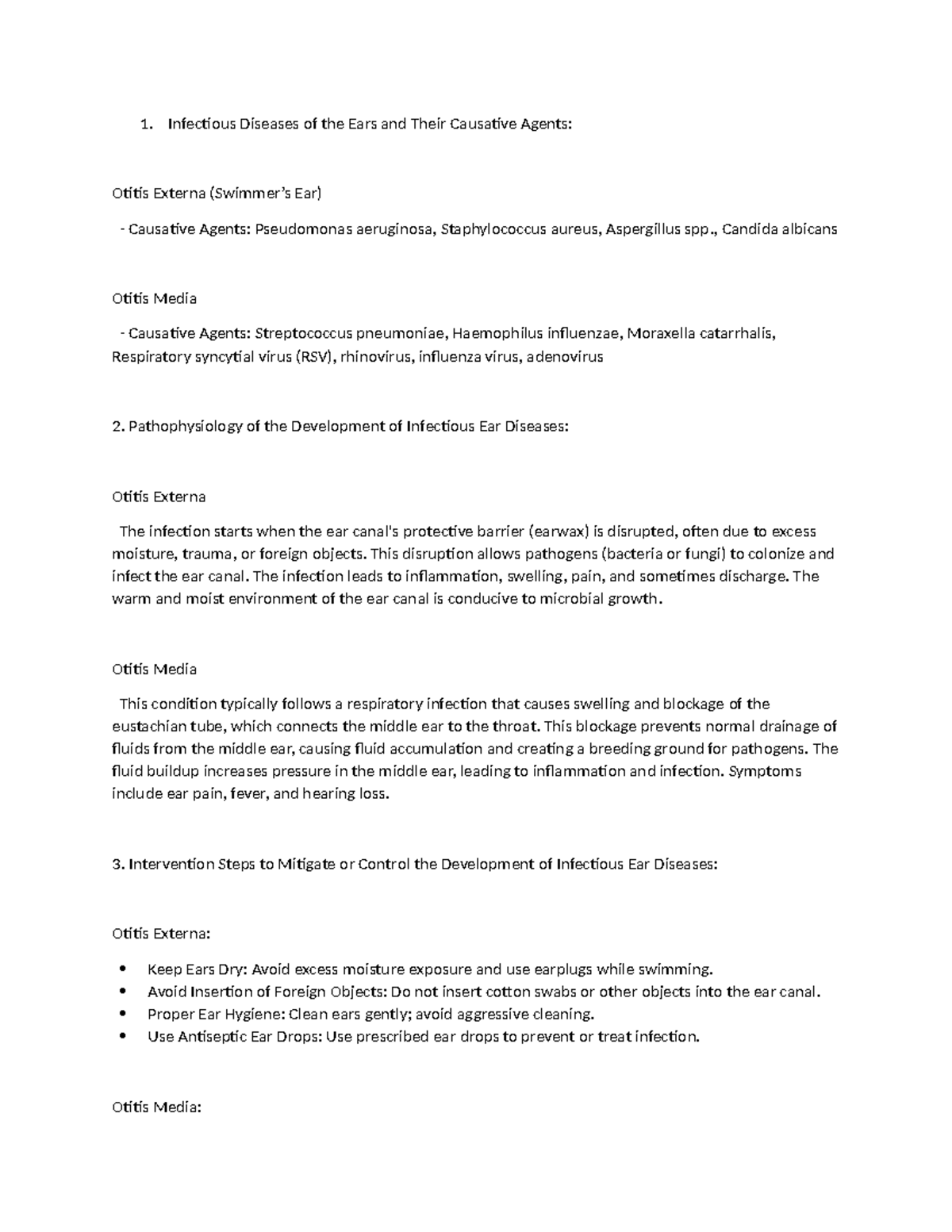 EAR INFECTIONS for HES032 LAB - Infectious Diseases of the Ears and ...