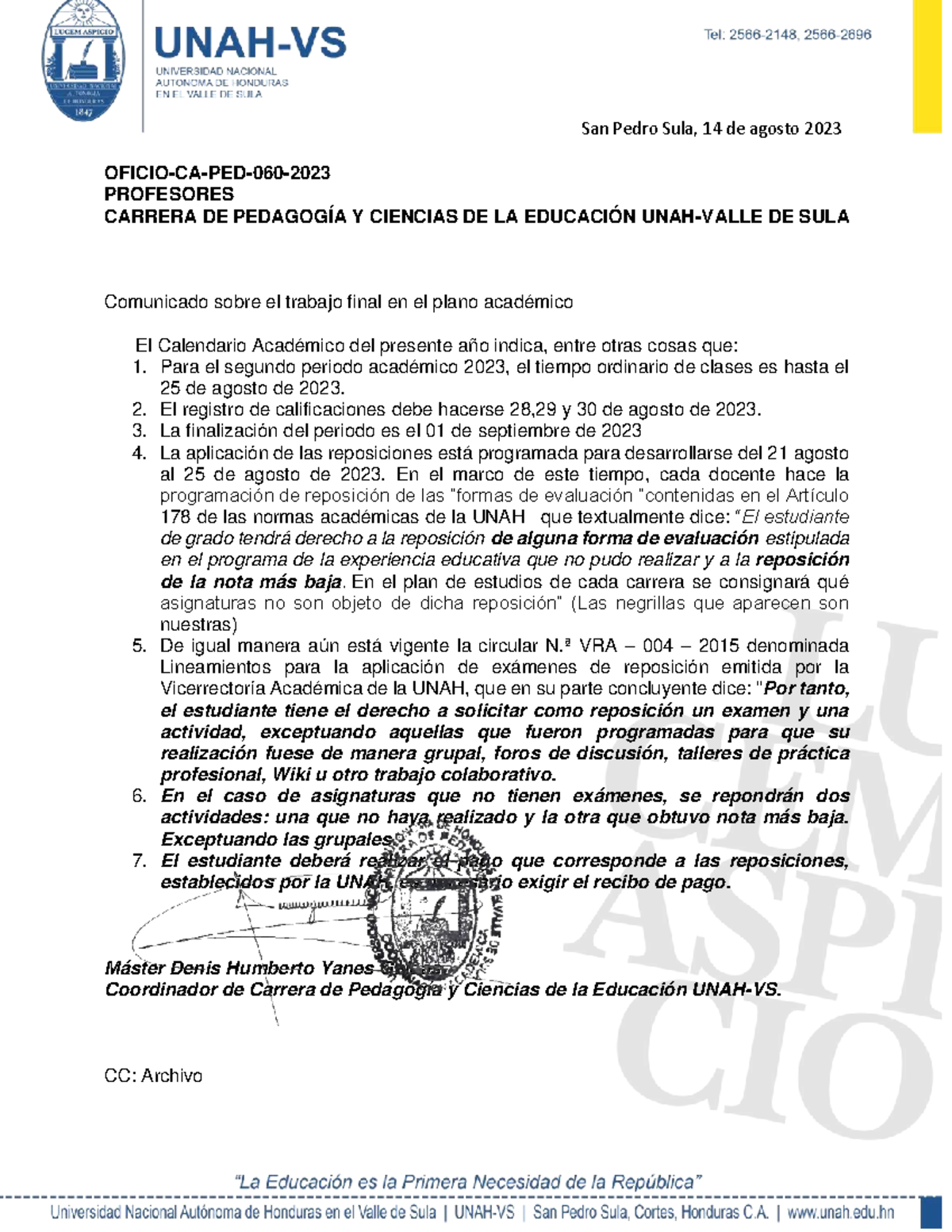 Reposiciones - “La realidad de la educación en Honduras frente a la ...