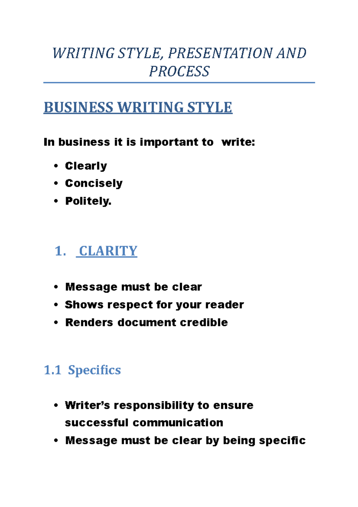 Writing Style - mrs sulayman - WRITING STYLE, PRESENTATION AND PROCESS ...