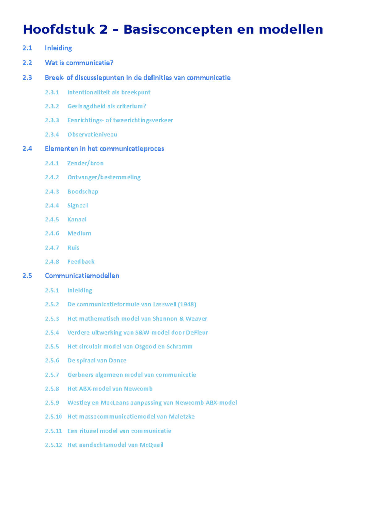 SV SEM1 Axelle[ 2540] - Prof Steven Eggermont - Hoofdstuk 2 – Basisconcepten en modellen 2 ...