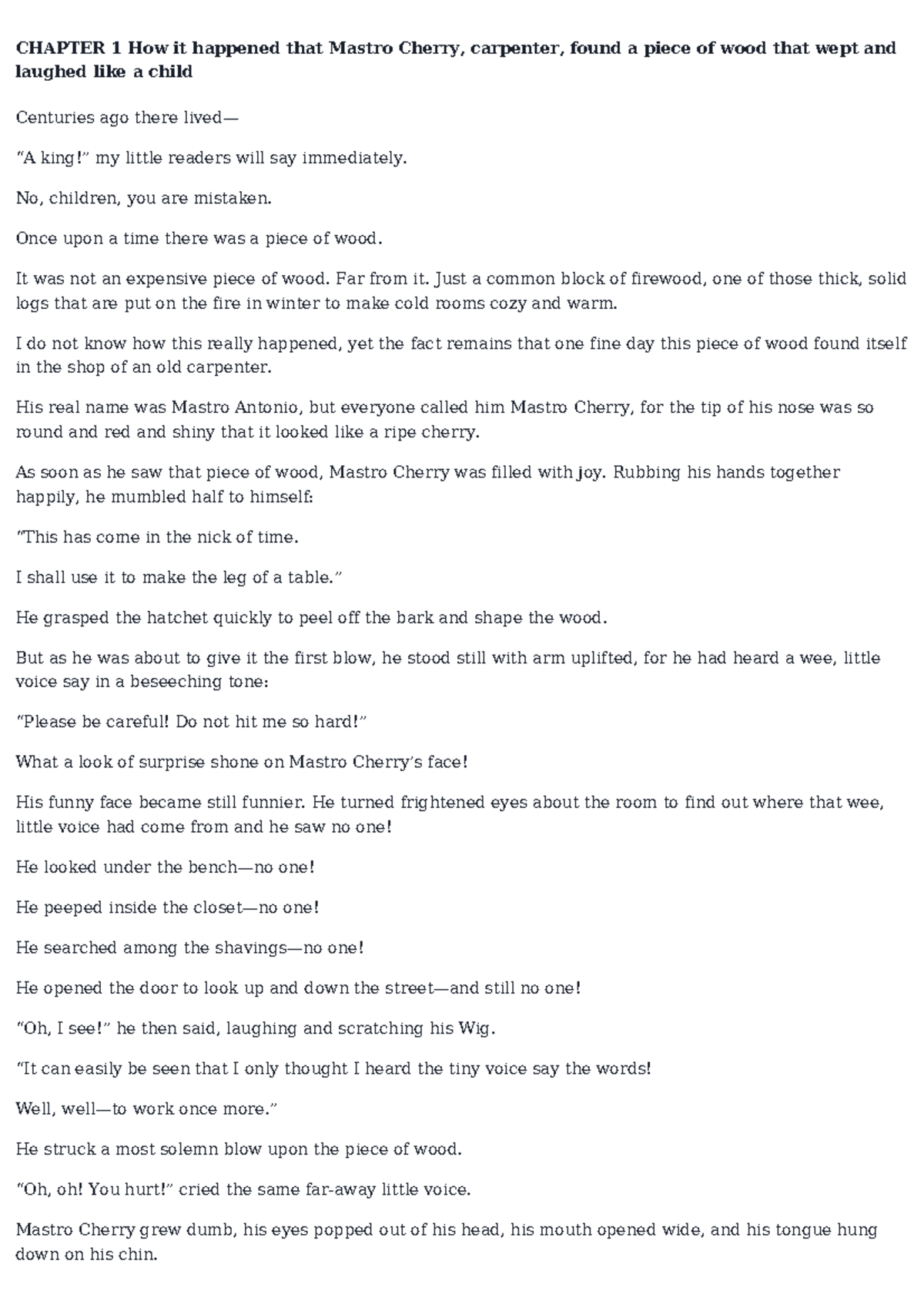 Pinocchio - Elibto os - CHAPTER 1 How it happened that Mastro Cherry ...
