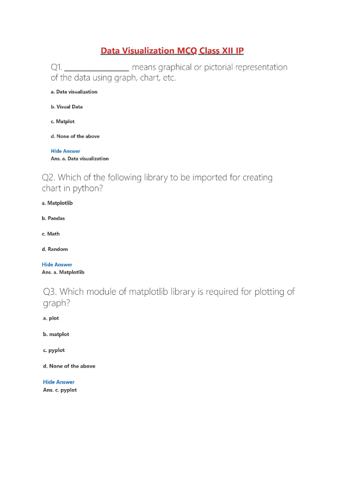 Data visualization - data visualisation - Data Visualization MCQ Class ...