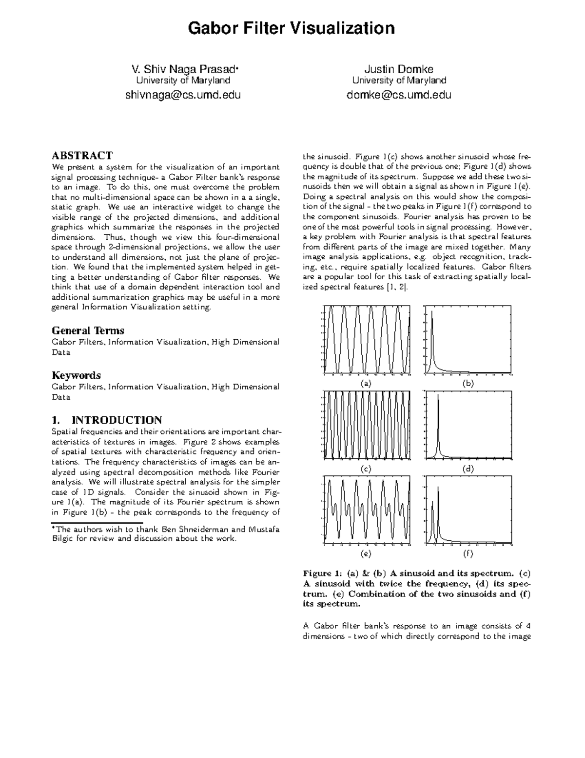 Gabor Filter Visualization - Shiv Naga Prasad∗ University of Maryland ...