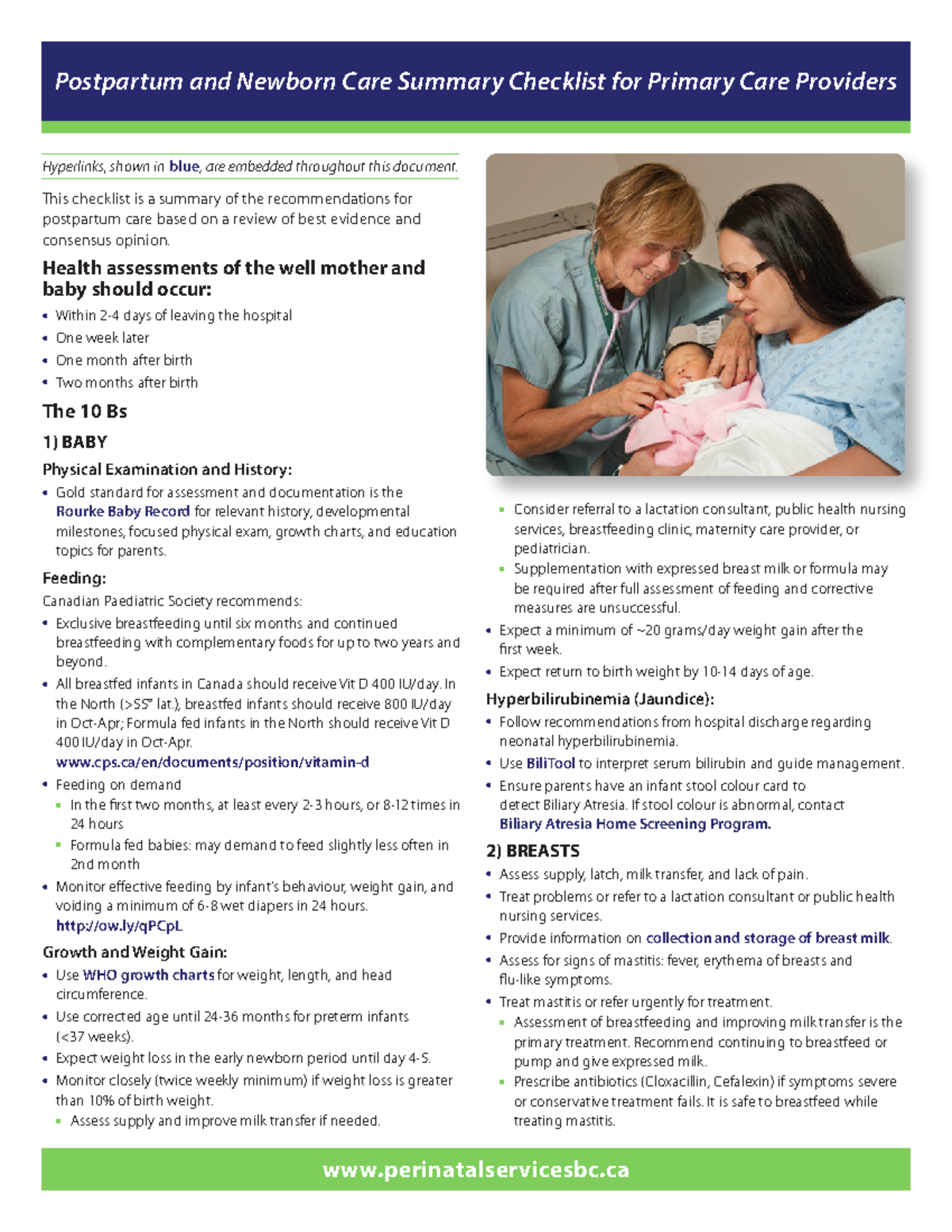 PSBC Postpartum Checklist - Nursing - Studocu
