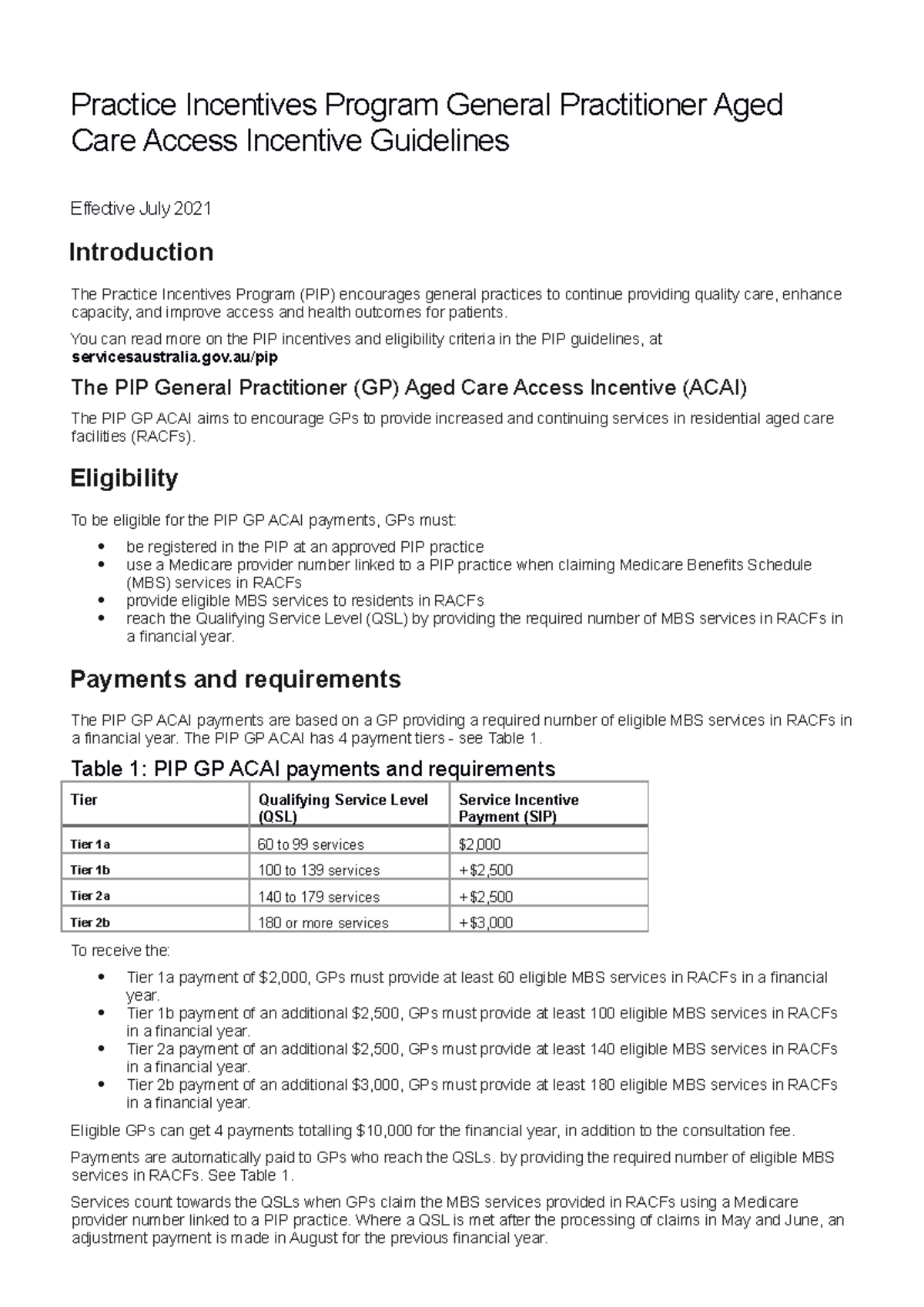 Gp aged care pip guidelines june 2021 - Practice Incentives Program ...