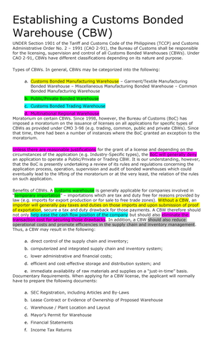 CMC-64-2014 - CMC-64-2014 - Customs Warehousing - Studocu