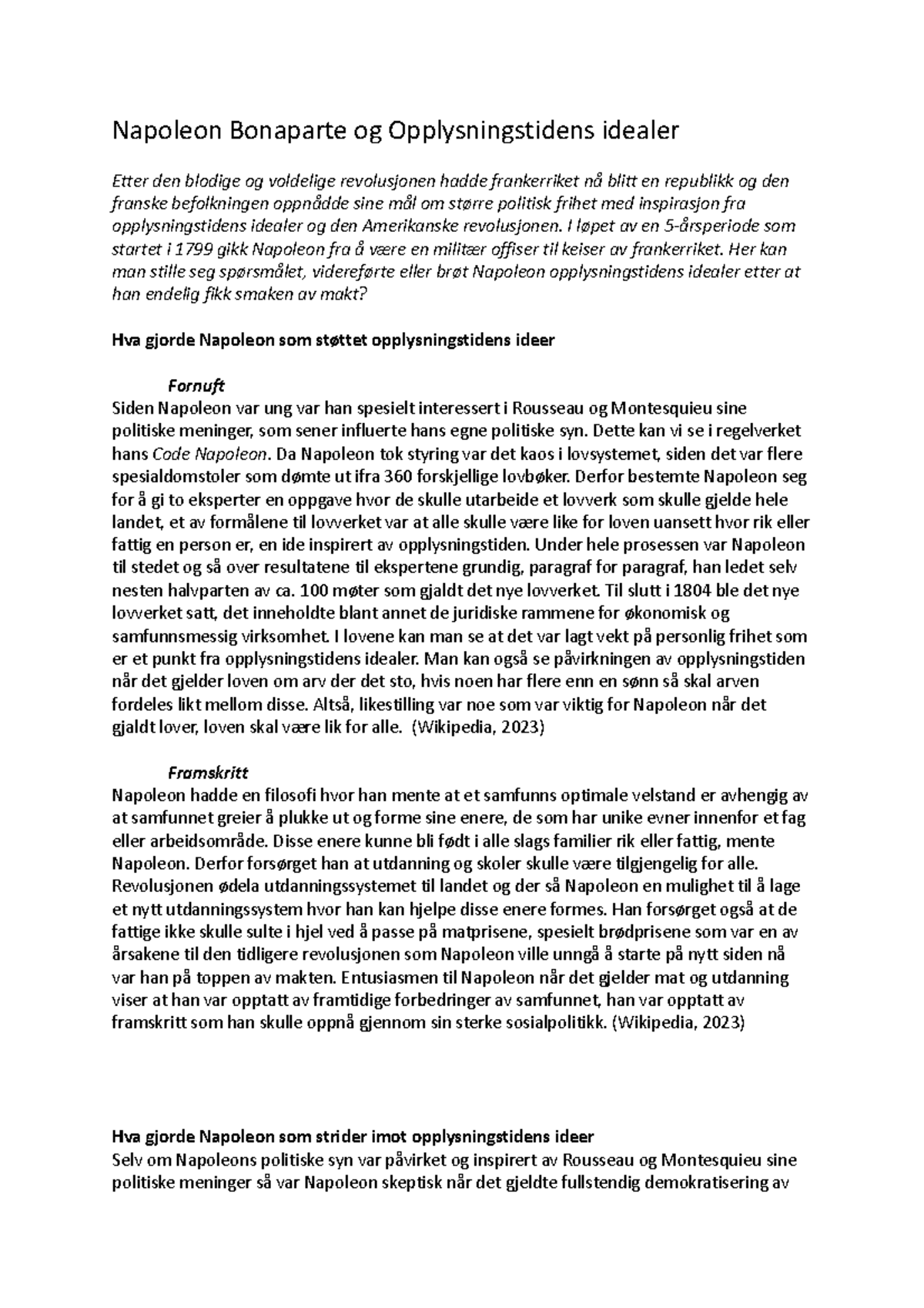 Napoleon - Nedenfor finner du oppgaver som gjør det lettere å holde orden på fagbegrepene ...