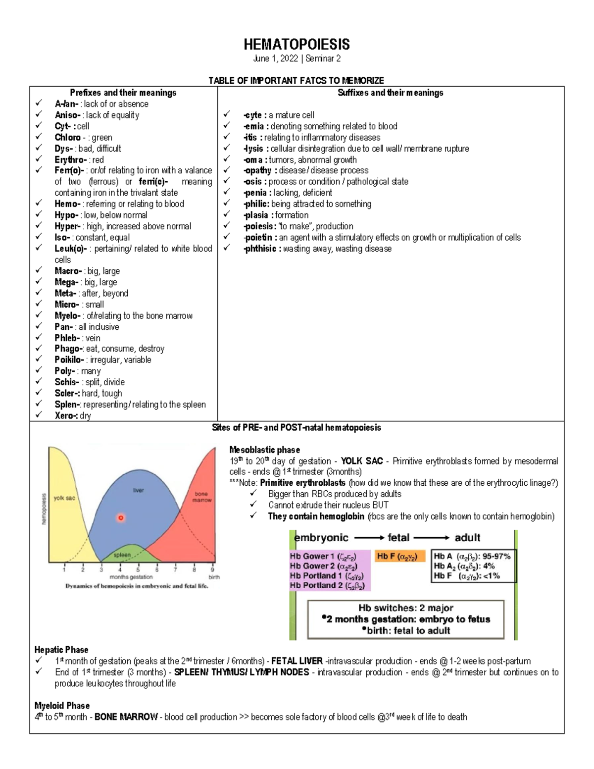 Hematopoiesisss - HEMATOPOIESIS - HEMATOPOIESIS June 1, 2022 | Seminar ...