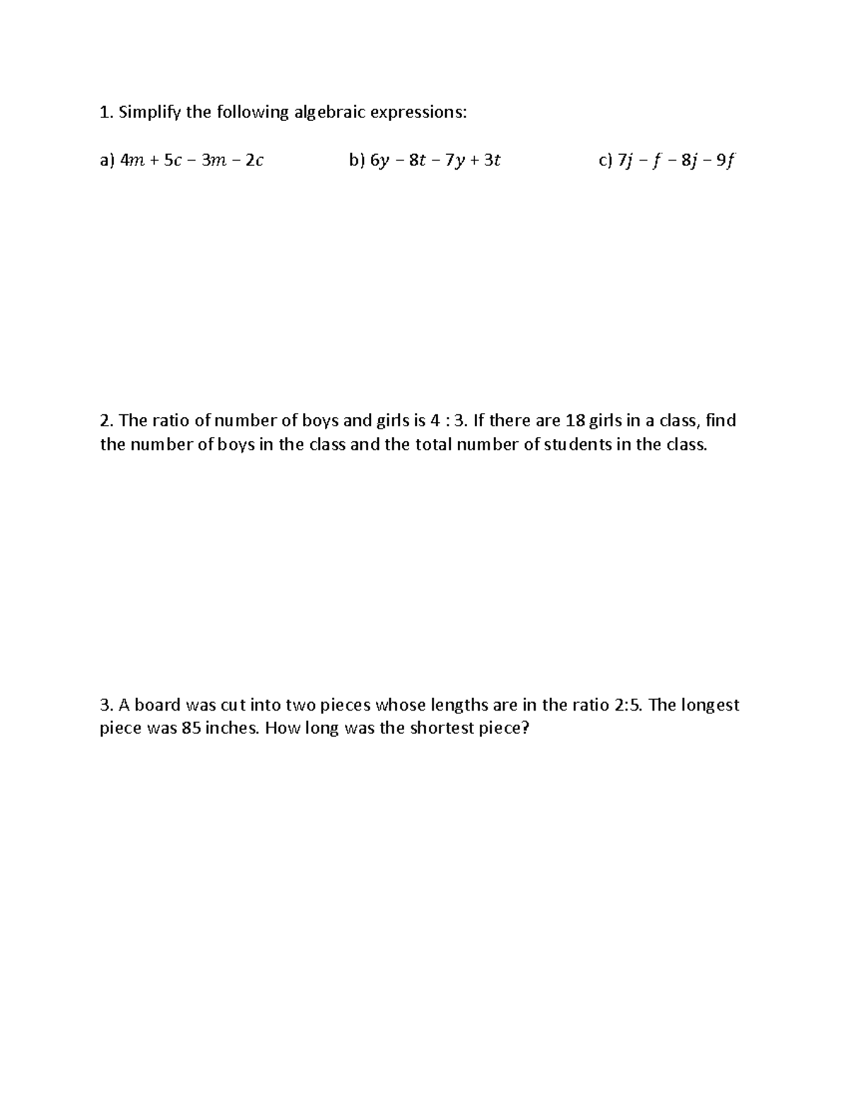 Maths Revision 6 - Business Mathematics - Simplify the following ...