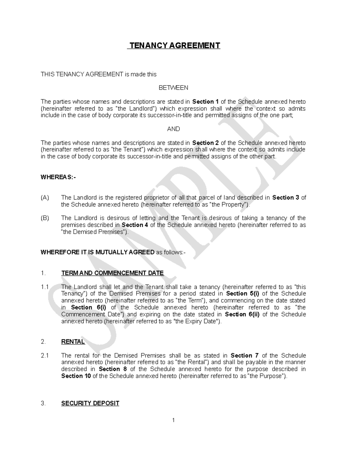 Tenancy agreement template - 2 - TENANCY AGREEMENT THIS TENANCY ...