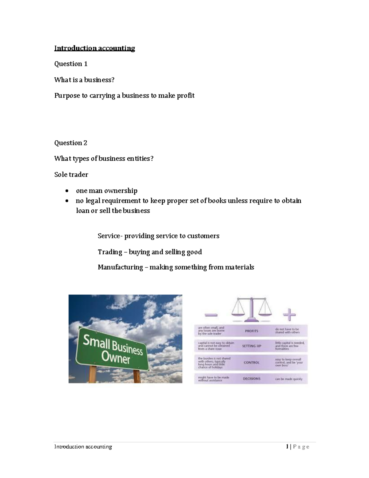 Introduction accounting 23022023 1 - Introduction accounting Question 1 ...