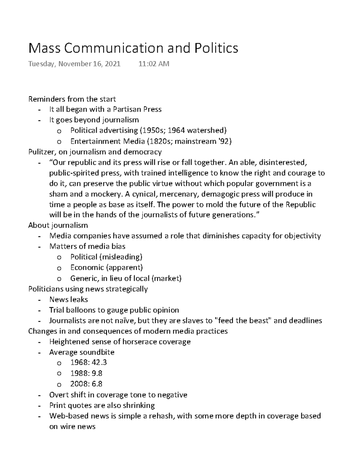 Intro to Mass Communications - Mass Communication and Politics - Mass ...