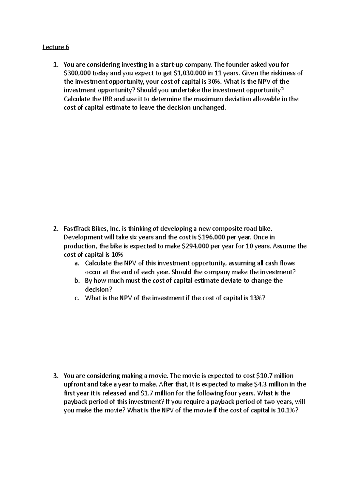 Tutorial Questions L6-19 - FNCE2000 - Curtin - Studocu