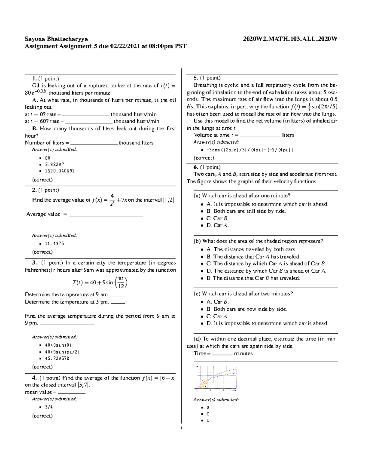 2020W2 MATH 103 ALL 2020W - Sayona Bhattacharyya 2020W2MATH 103 ...