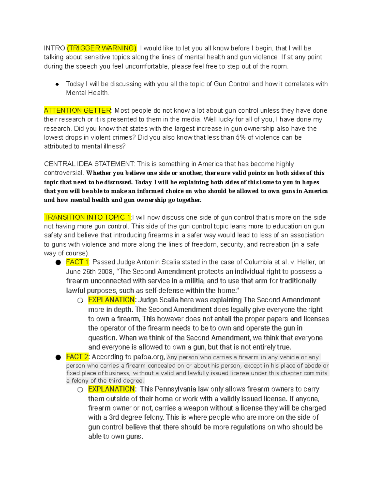 Delivery outline for CD - INTRO (TRIGGER WARNING): I would like to let ...