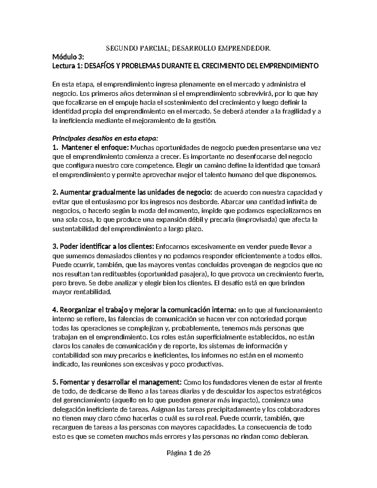 Segundo Parcial Desarrollo Emprendedor. - SEGUNDO PARCIAL; DESARROLLO EMPRENDEDOR. Módulo 3 ...