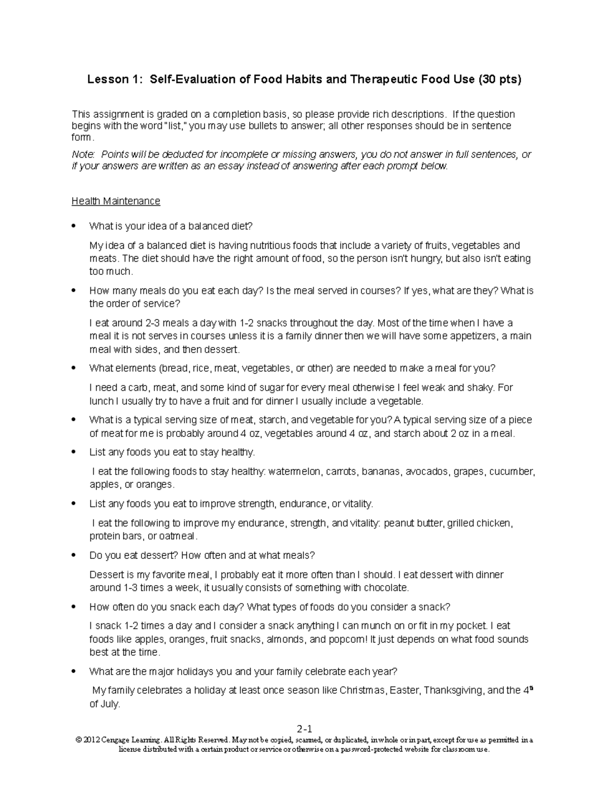 FS Lesson 1 Assignmet - assignment 1 - Lesson 1: Self-Evaluation of ...